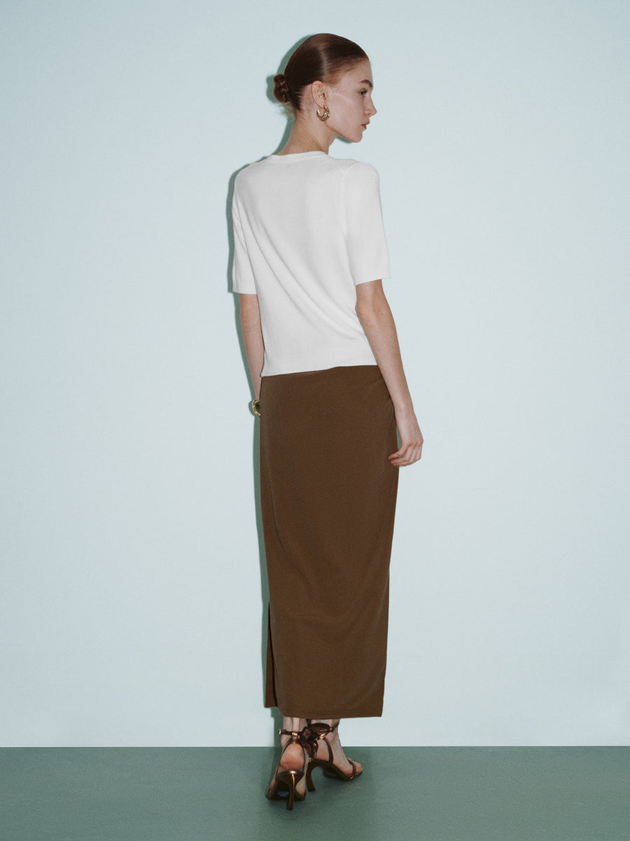 Crew Neck Skinny Knitted Cardigan – URBAN REVIVO Thailand