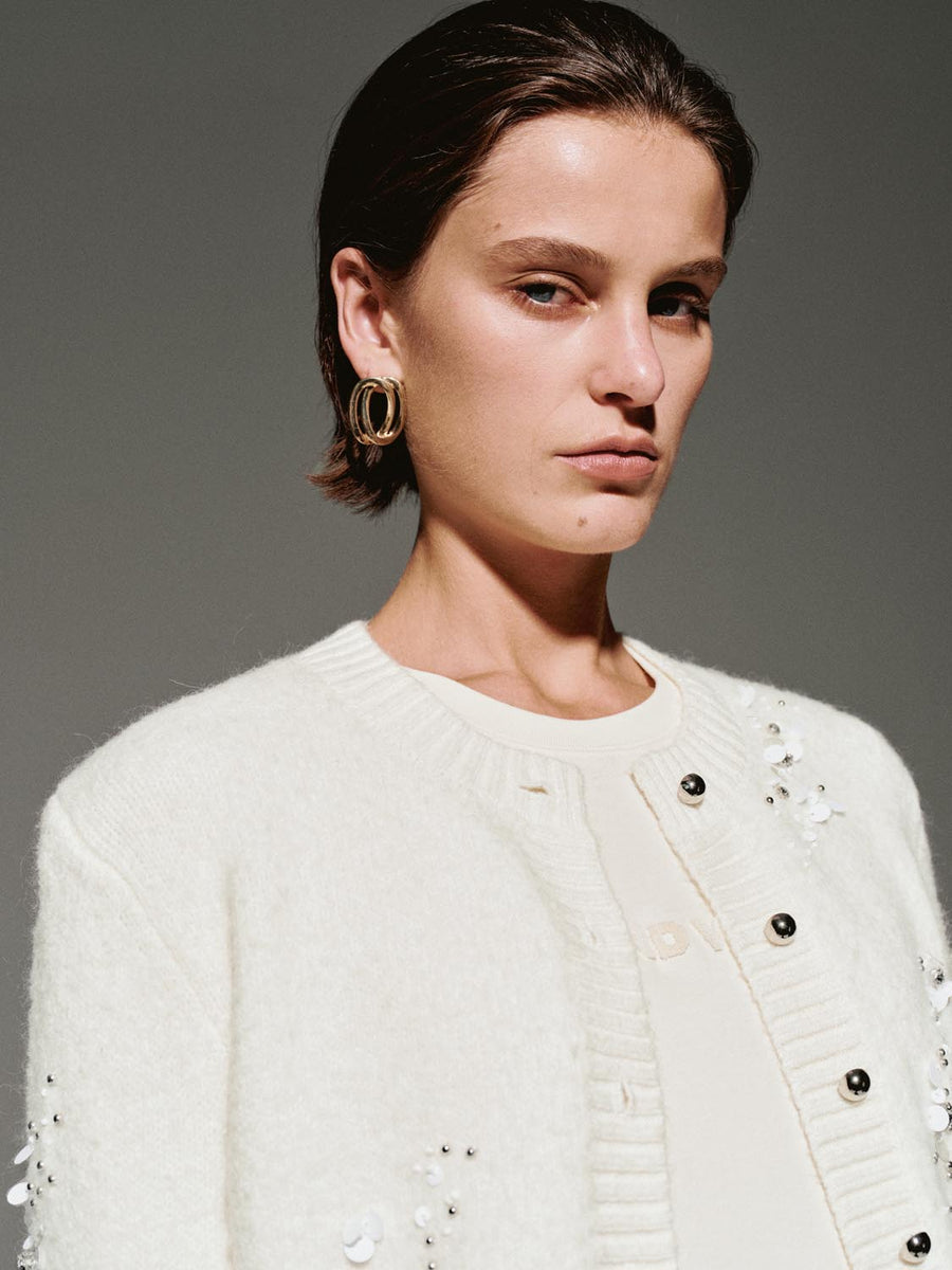 Crew Neck Beaded Knitted Cardigans – URBAN REVIVO Thailand